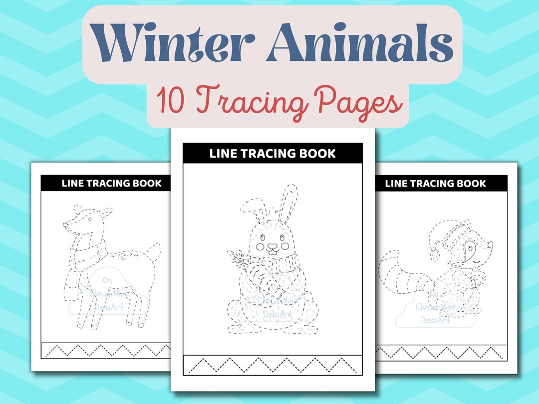 Winter Animal Line Tracing Pages, Animal Winter Homeschool Printable ...