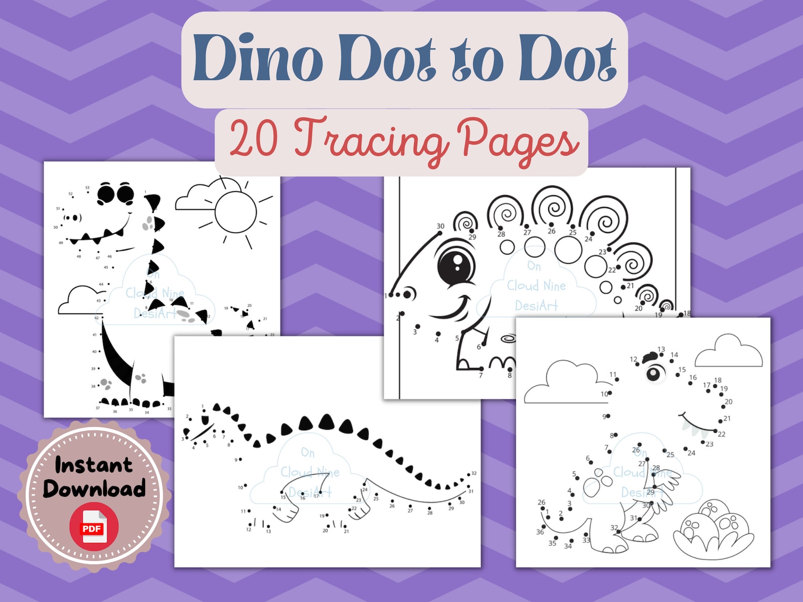 Dinosaur Tracing Pages for Kids, Dinosaur Dot to Dot Tracing Page ...