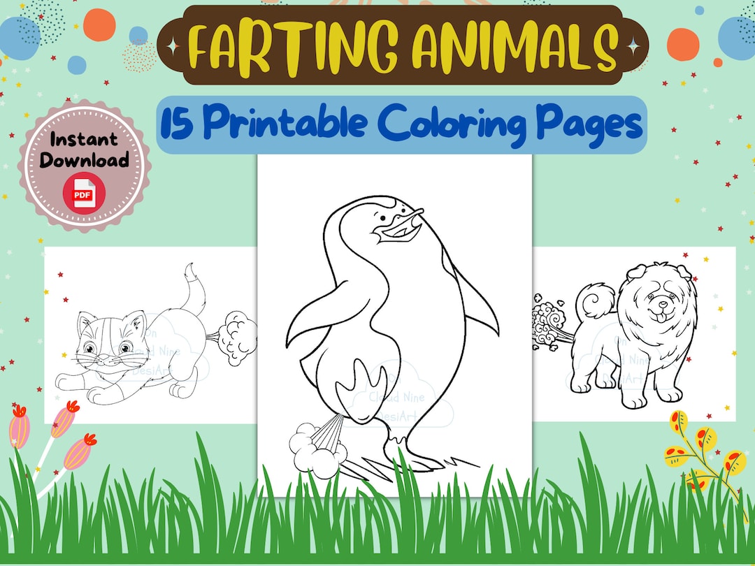 Farting Animals Coloring Pages, Cute Farting Animals Coloring Book for ...