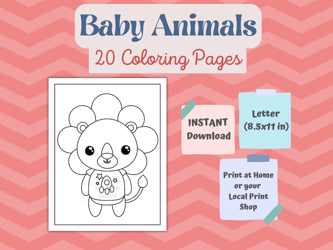 Baby Animal Coloring Pages, Safari Coloring Book, Jungle Animal ...