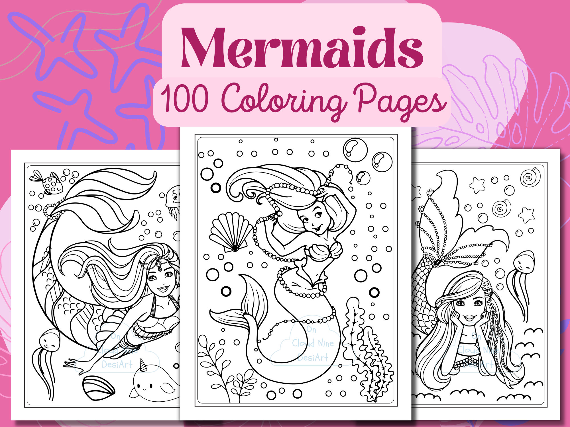 Magical Mermaid Coloring Pages, Mermaid Coloring Book, Mermaid ...