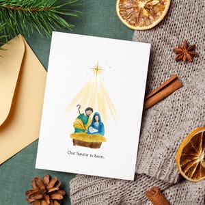 Printable Watercolor Nativity Christmas Card, Holy Family Christmas ...