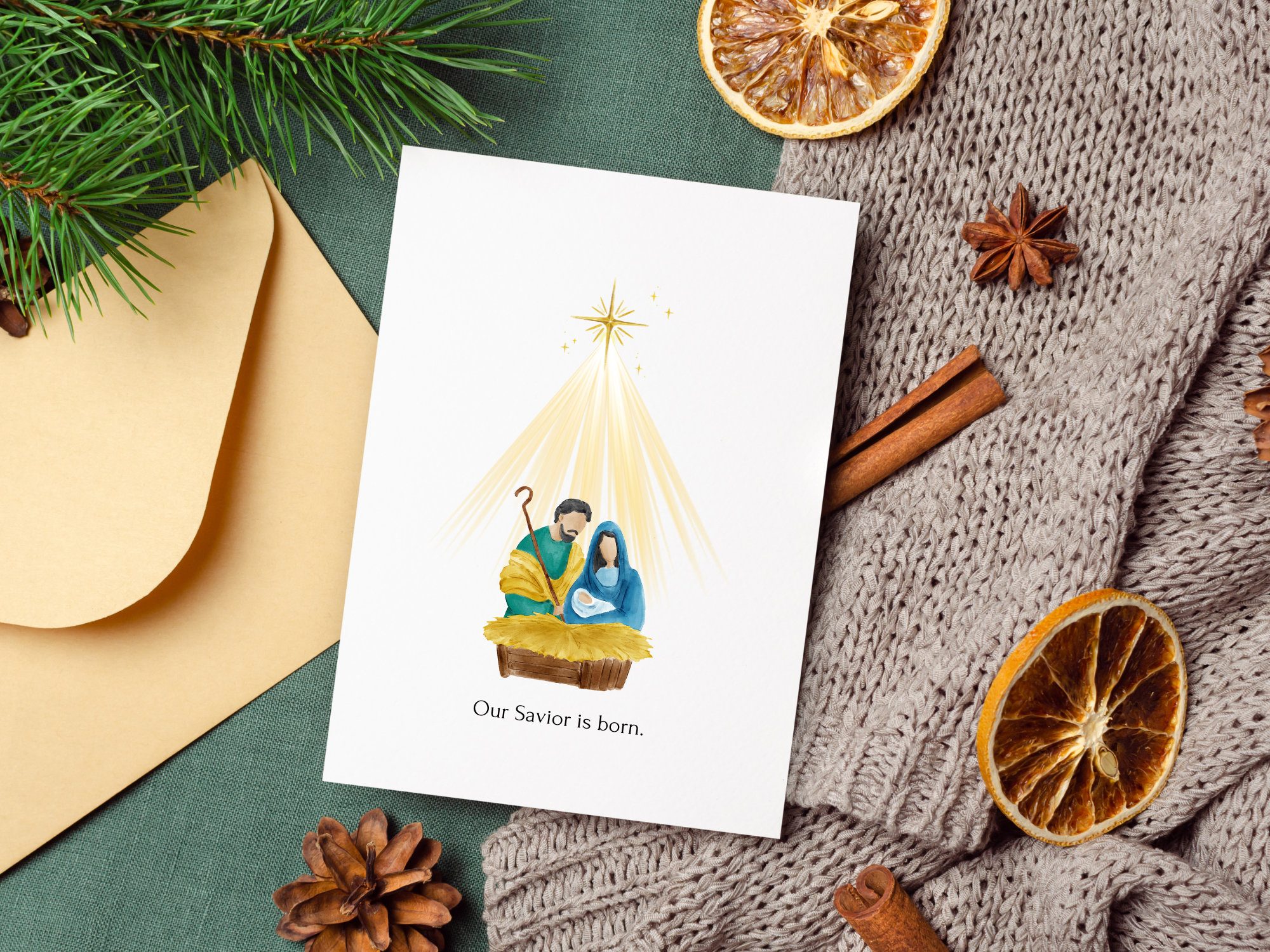 Printable Watercolor Nativity Christmas Card, Holy Family Christmas ...