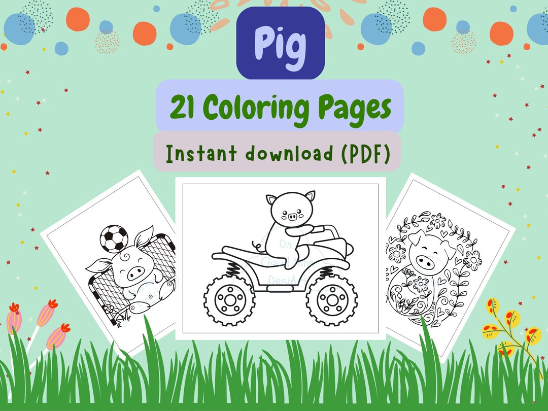 Pig Coloring Pages, Pigs Coloring Book for Kids, Pig Printable Activity ...