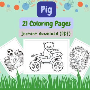 Pig Coloring Pages, Pigs Coloring Book for Kids, Pig Printable Activity ...