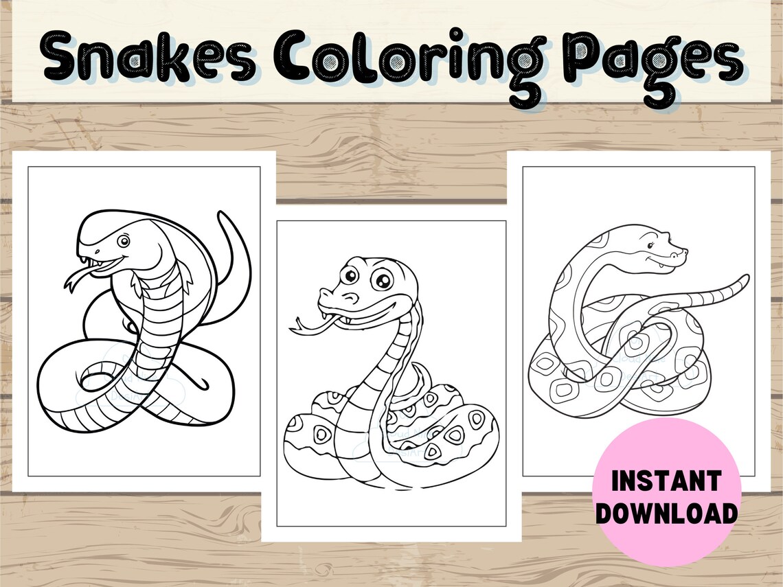 Snakes Coloring Pages, Snakes Coloring Book for Kids, Snakes Printable ...