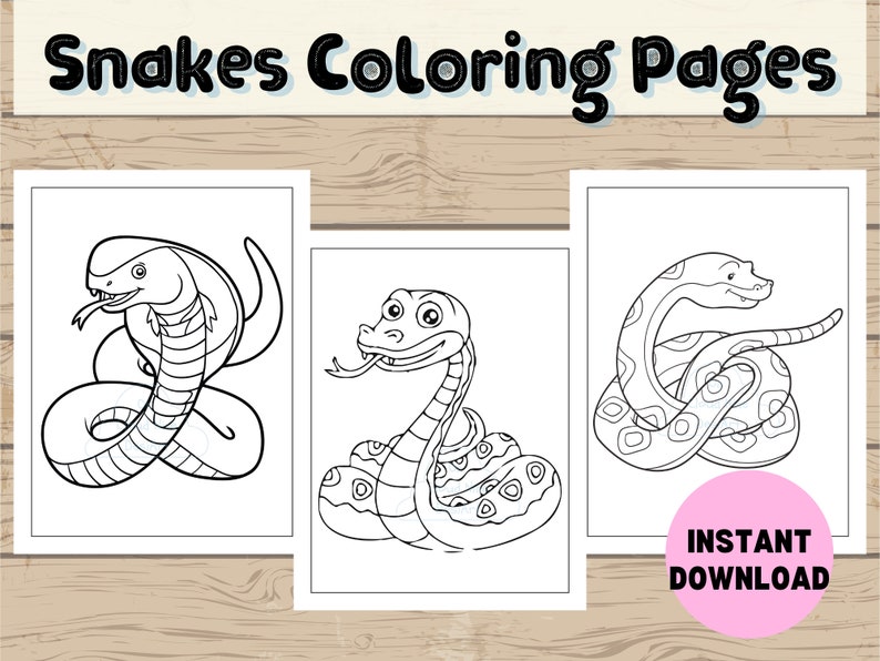 Snakes Coloring Pages, Snakes Coloring Book for Kids, Snakes Printable ...
