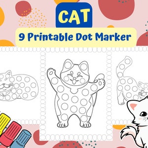 Cat Dot Marker Pages for Kids, Dot to Dot Coloring Pages, Funny Cats ...