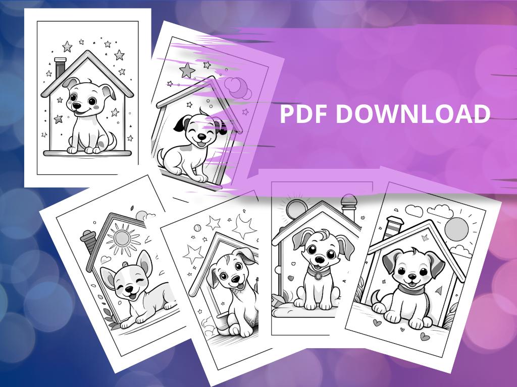 Adorable Puppy Coloring Pages Bundle 6 Printable Designs for Kids and ...