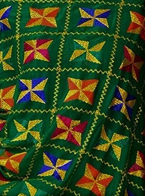 Phulkari Dupatta Dark Green | Mehndi Haldi Maiyan Chunni Roka ...
