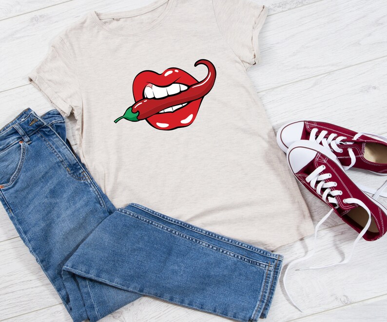 Biting a Chilli Illustration Svg for Craft Art Hot Red - Etsy