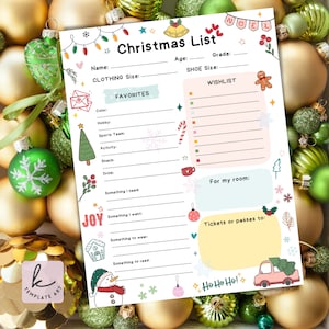 Kids Christmas Wish List, Printable Gift Wish List Jpg, Children's X ...