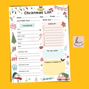 Kids Christmas Wish List, Printable Gift Wish List Jpg, Children's X ...