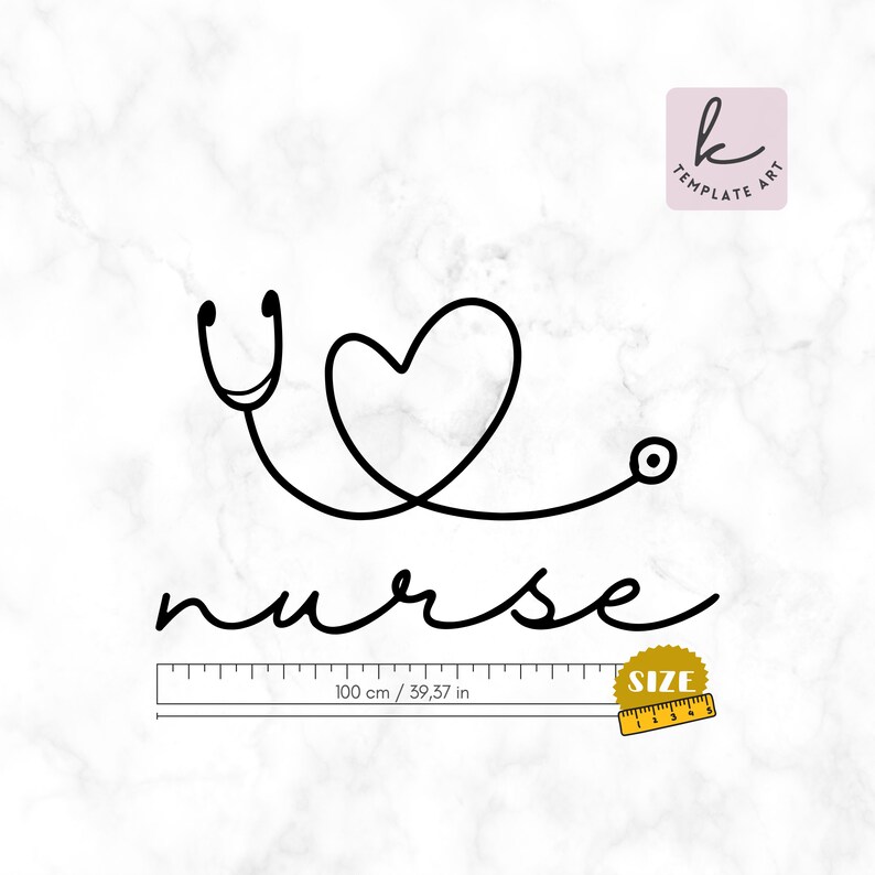 Handwritten Nurse With Heart Stethoscope Illustration Svg File for ...
