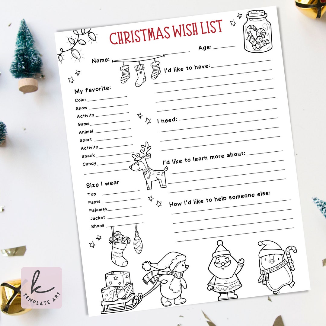 Happy Christmas Wish List Coloring Page for Kids Png Letter Size 8.5 X ...
