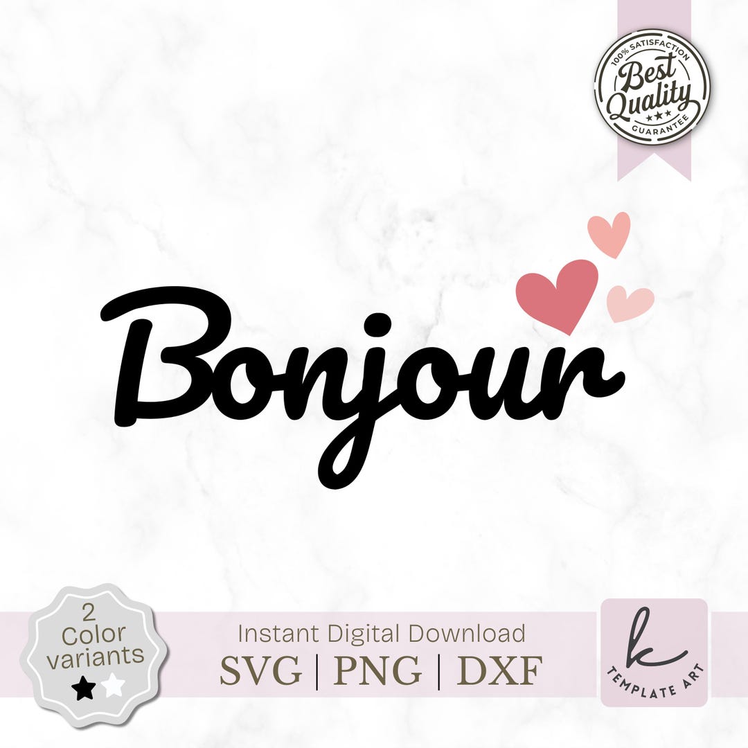 Bonjour SVG Cut File Clipart Paris Glamor Designer French Quote Shirt ...