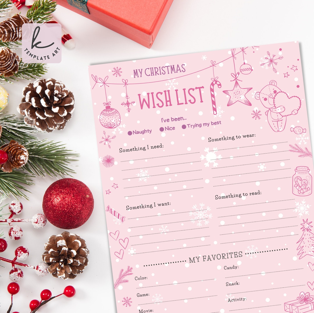PINK Christmas Wish List for Teen Png Holidays Wishlist Jpg Teenagers ...