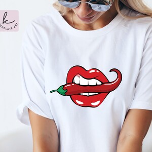 Biting a Chilli Illustration Svg for Craft Art, Hot Red Pepper, Layered ...
