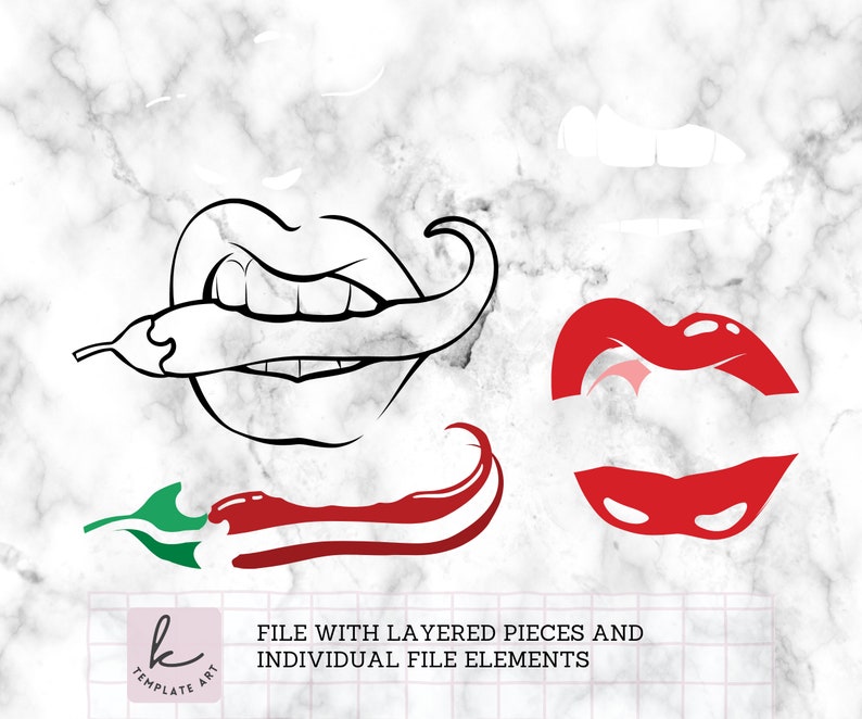 Biting Chilli Lips Illustration SVG, Funny Shirt Design (digital ...