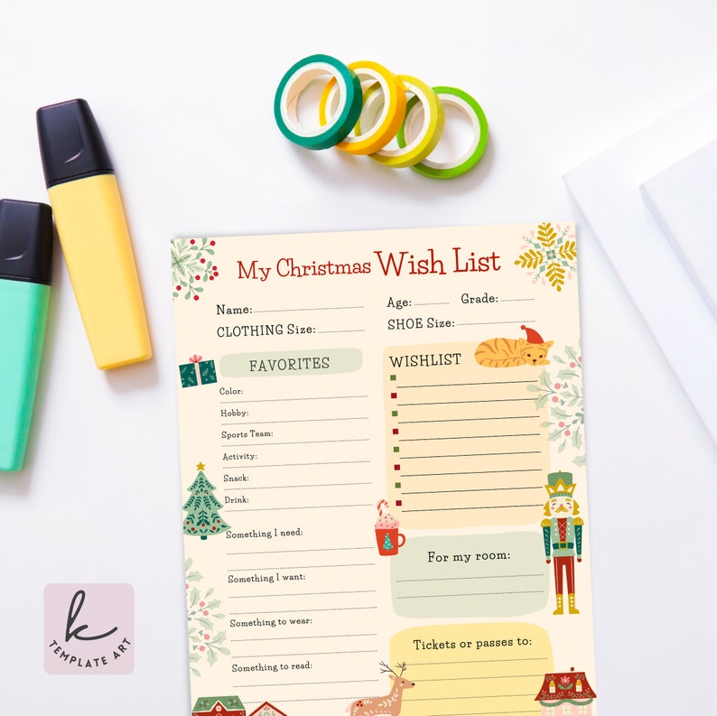 Kids Christmas Wish List, Printable Letter to Santa (PDF, PNG, JPG) - Etsy