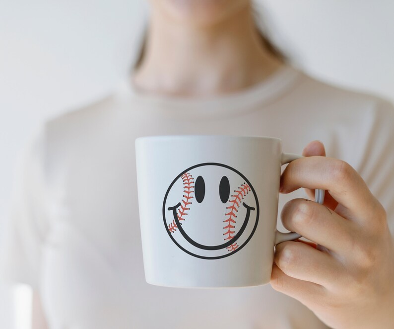 Retro Baseball Smiley Face SVG and PNG Layered Files Baseball - Etsy