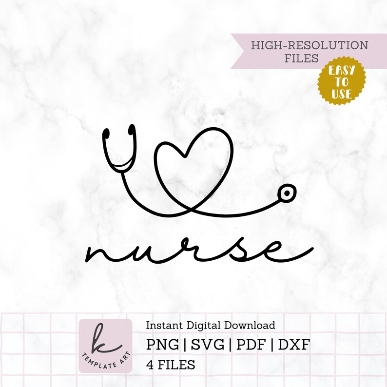 Handwritten Nurse With Heart Stethoscope Illustration Svg File for ...