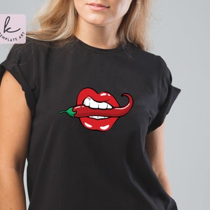 Biting a Chilli Illustration Svg for Craft Art, Hot Red Pepper, Layered ...