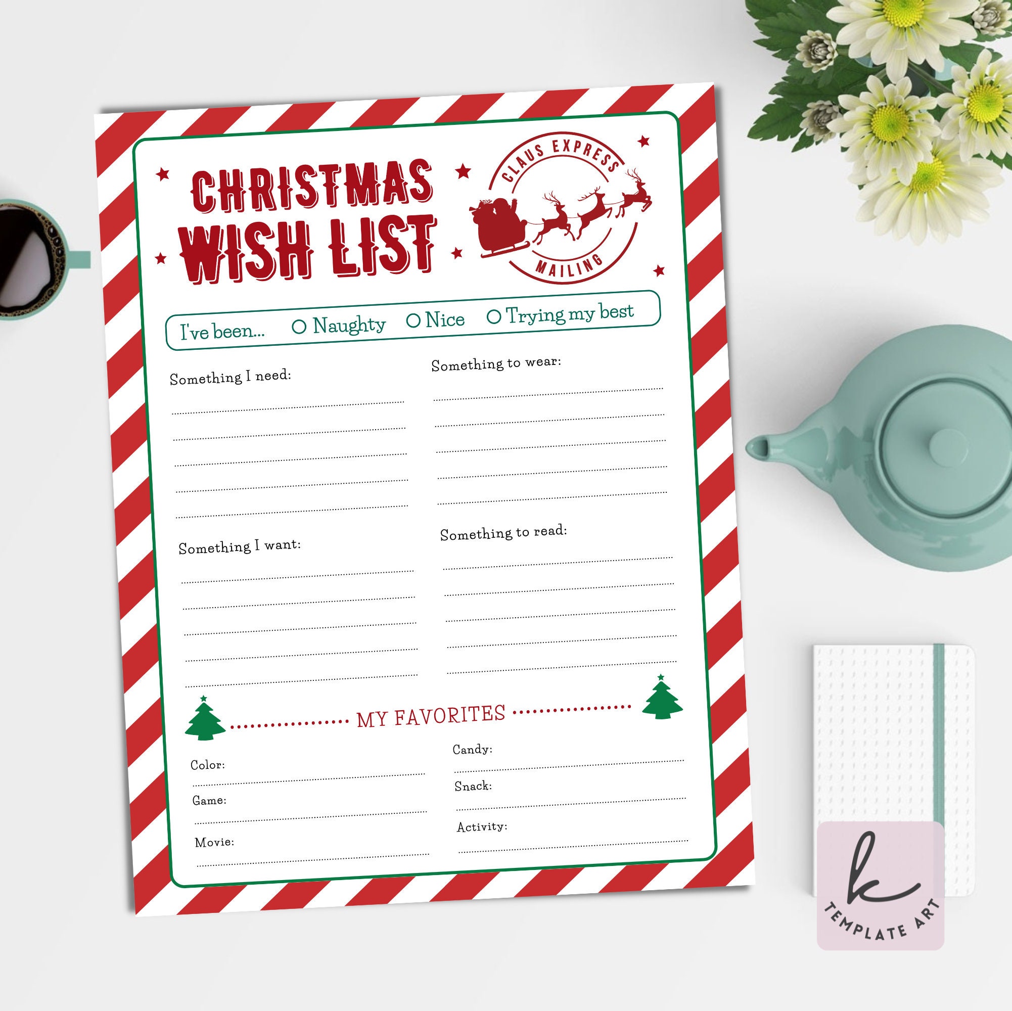 Children's X-mas Wish List Png, Kids Christmas Wish List, Printable Gift Wish List Jpg, Kids ...