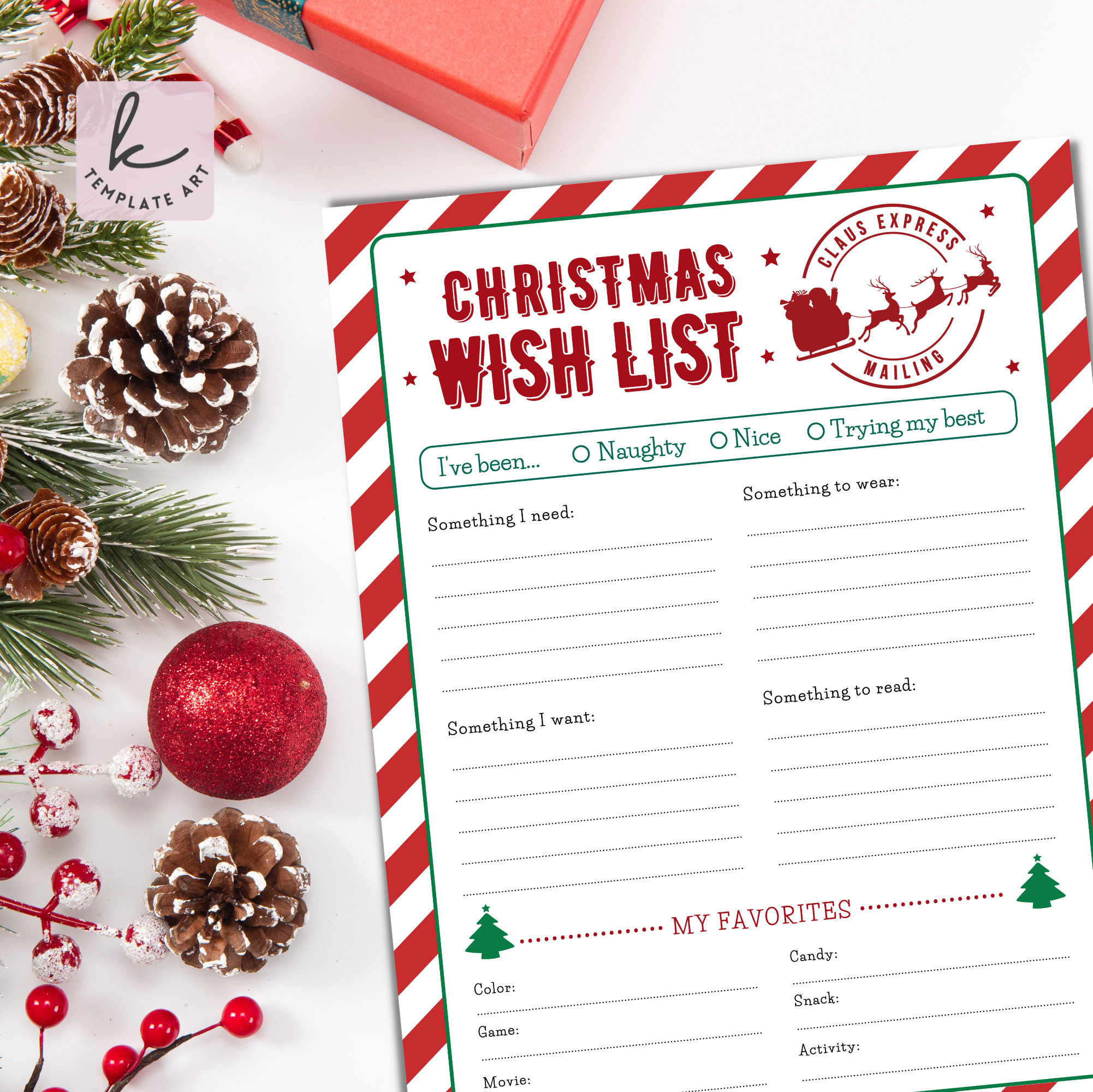 Children's X-mas Wish List Png, Kids Christmas Wish List, Printable ...