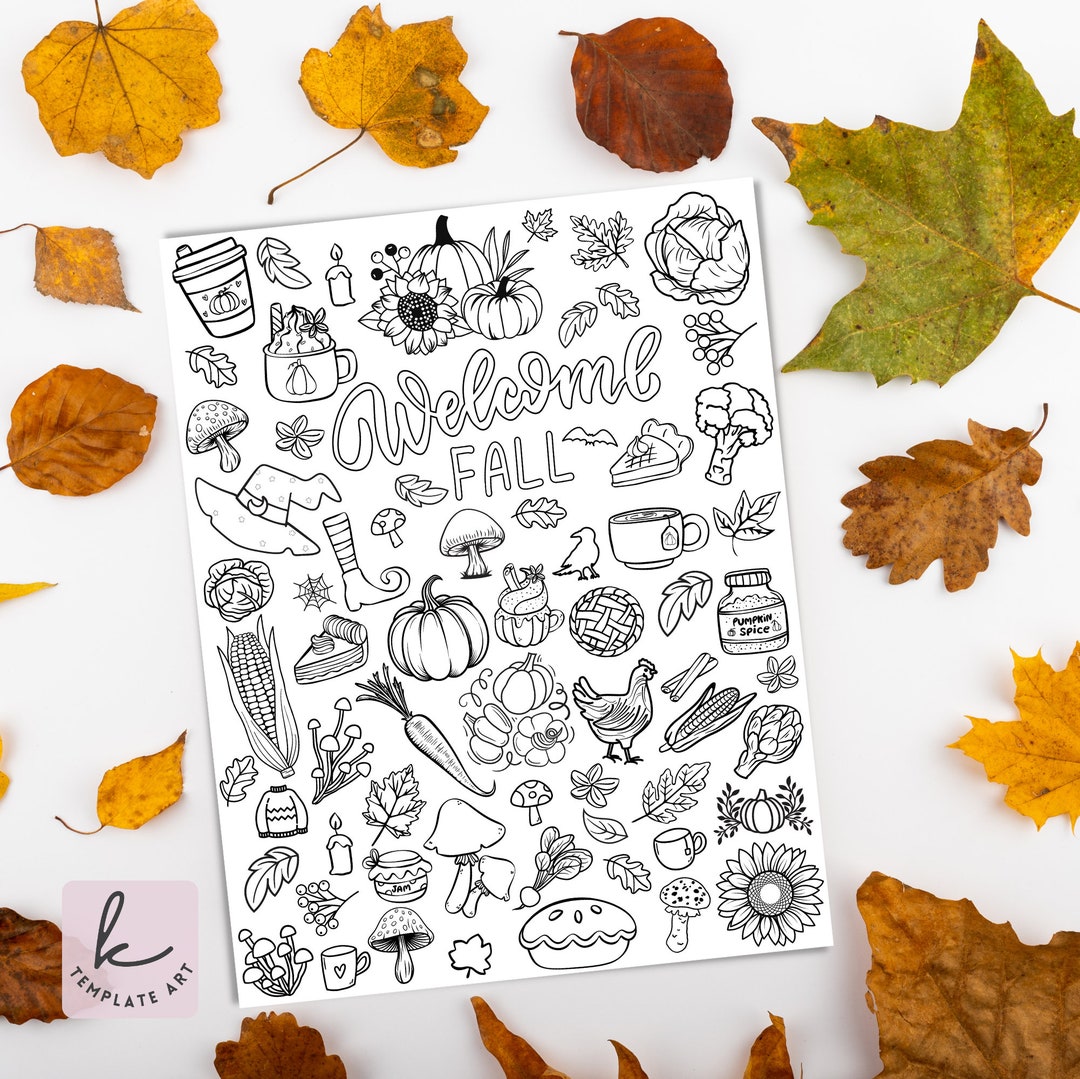 Fall Colouring Page for Adults and Teens, Unique Fall Page Jpg, Family ...