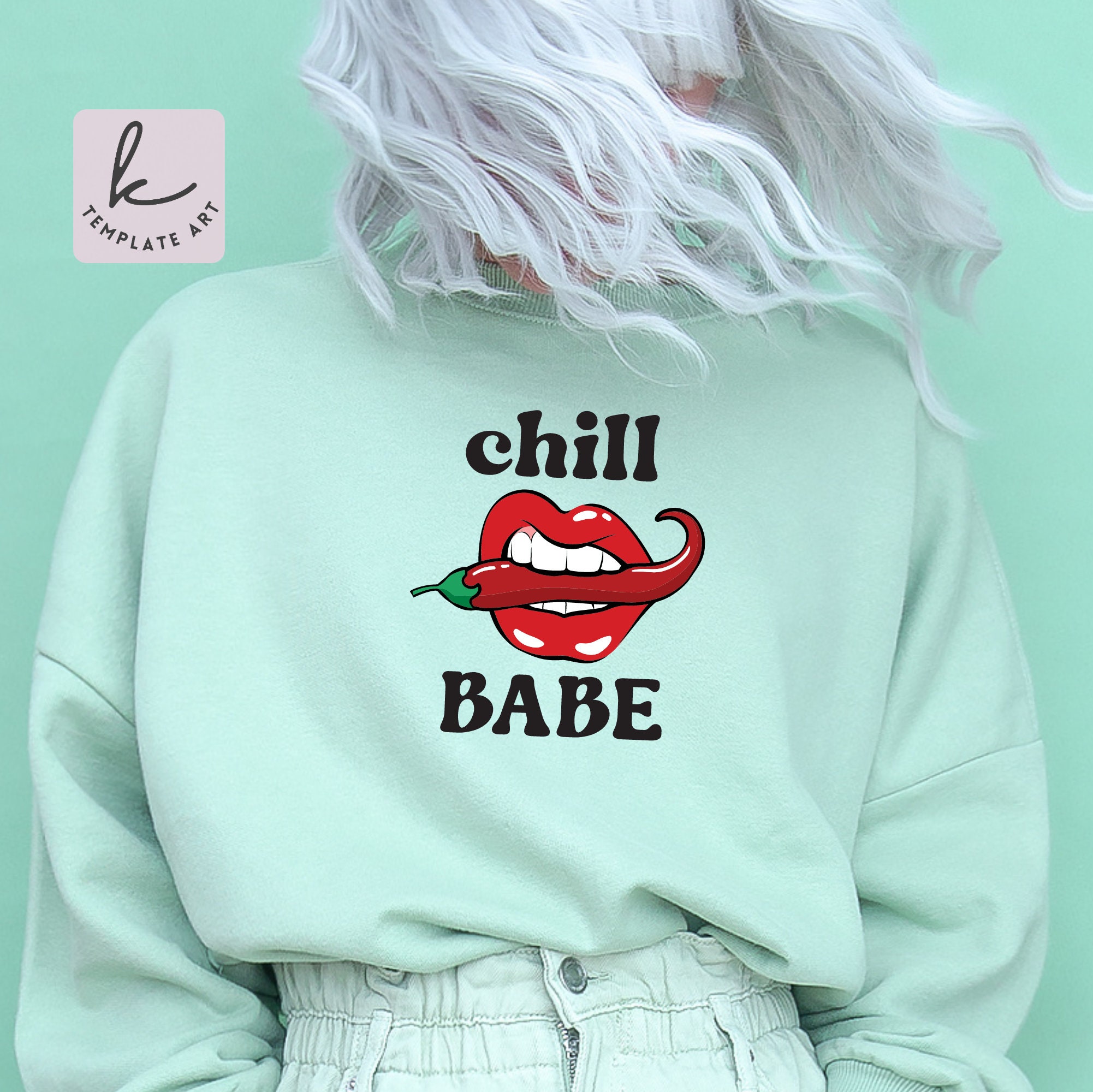 Chill Babe Illustration Png For Craft Art Hot Red Pepper Eps Etsy