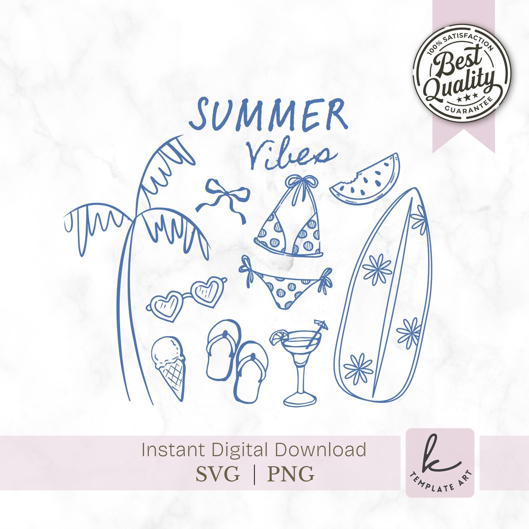 Desenho de verão em SVG e PNG, Clipart de praia (Download digital ...