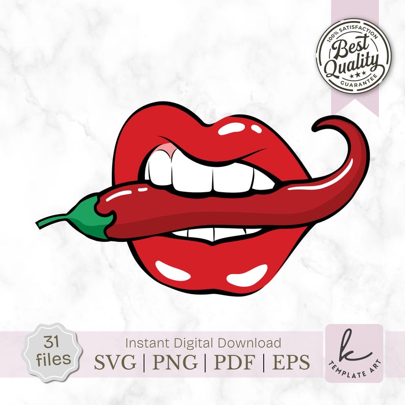 Biting Chilli Lips Illustration SVG, Funny Shirt Design (digital ...