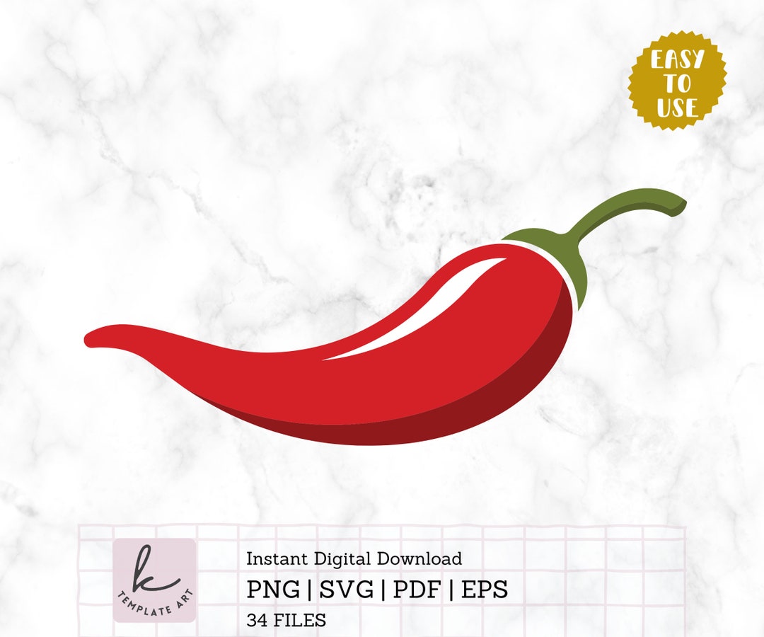 Chilli Illustration Svg for Craft Art Hot Red Pepper Layered File ...