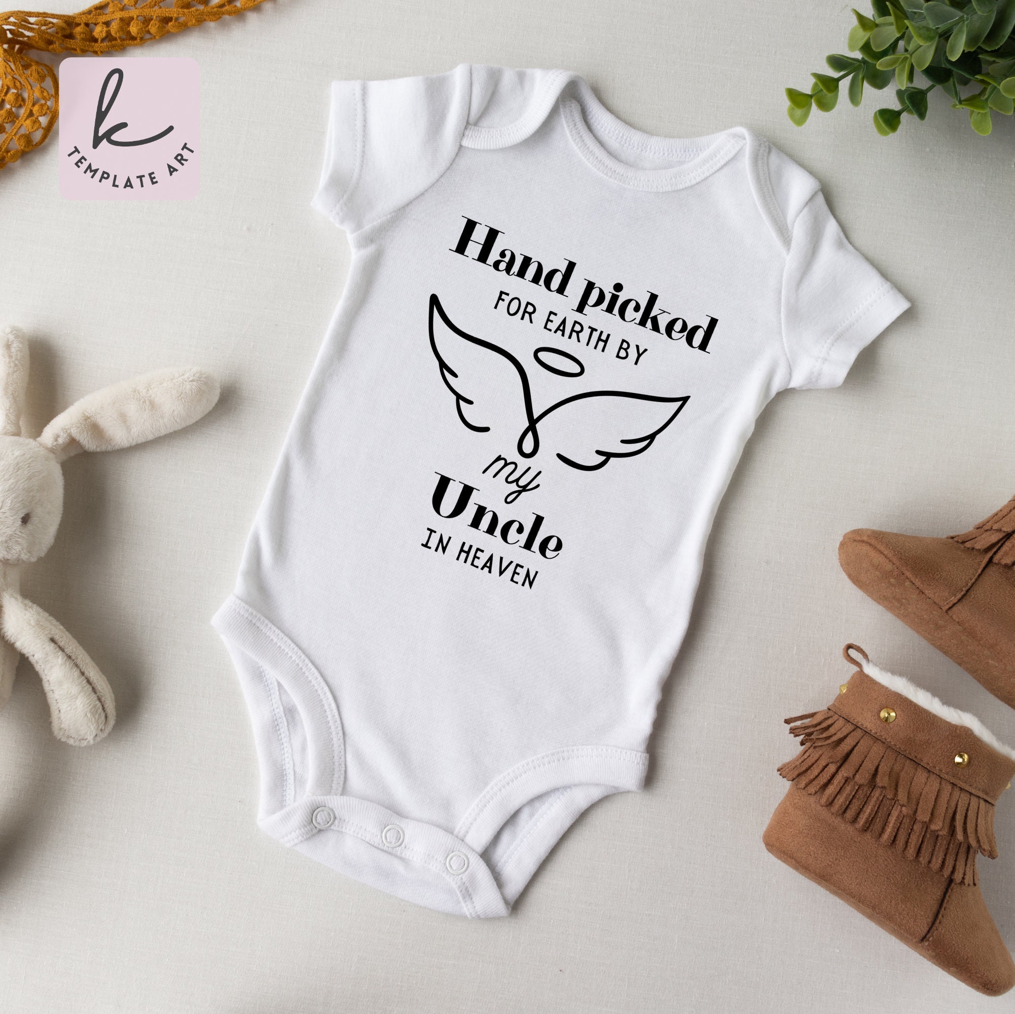 Newborn Cute Gift Svg, Hand-picked for Earth by My Uncle in Heaven Svg ...