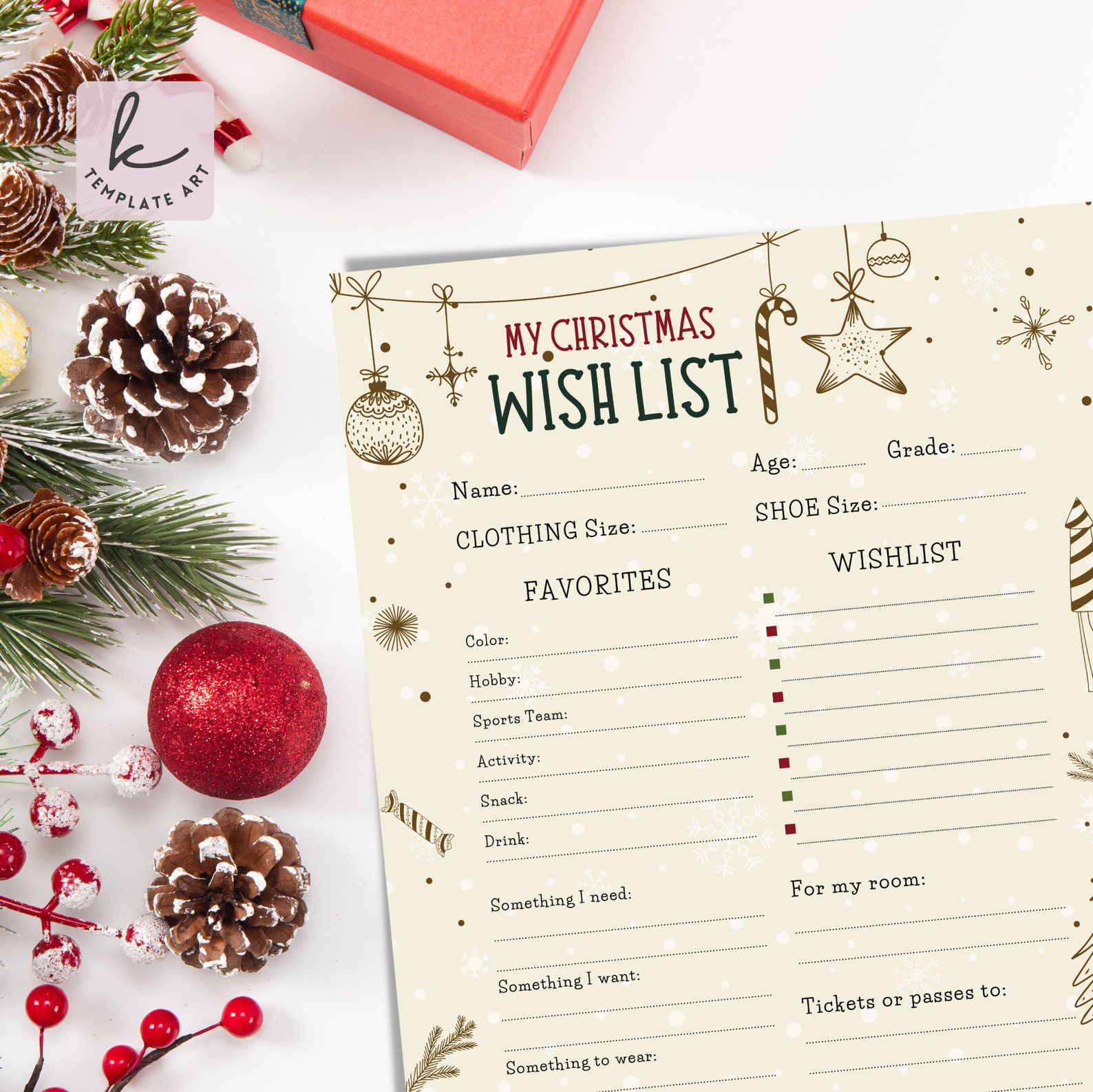 Cream Christmas Wish List for Teen Png, Holidays Wish List Jpg, Xmas ...