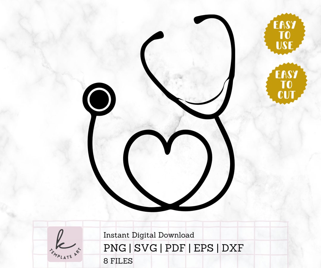 Heart Stethoscope Illustration Svg File for Craft Art, Stethoscope ...