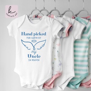 Uncle in Heaven Baby SVG, Hand-picked for Earth, Family Gift Png ...