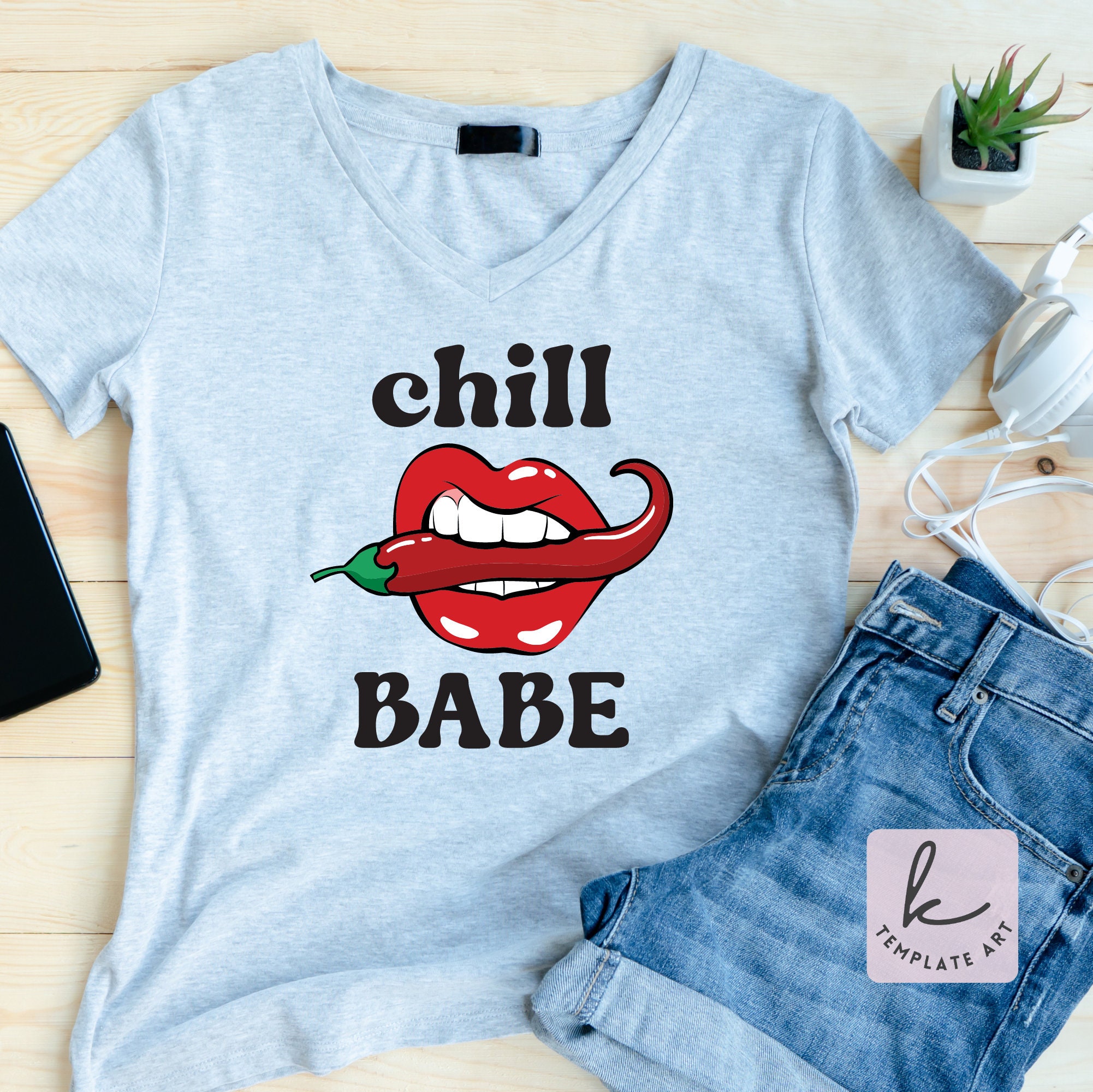 Chill Babe Illustration Png For Craft Art Hot Red Pepper Eps Etsy