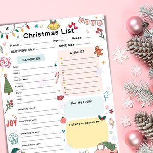 Kids Christmas Wish List, Printable Gift Wish List Jpg, Children's X ...