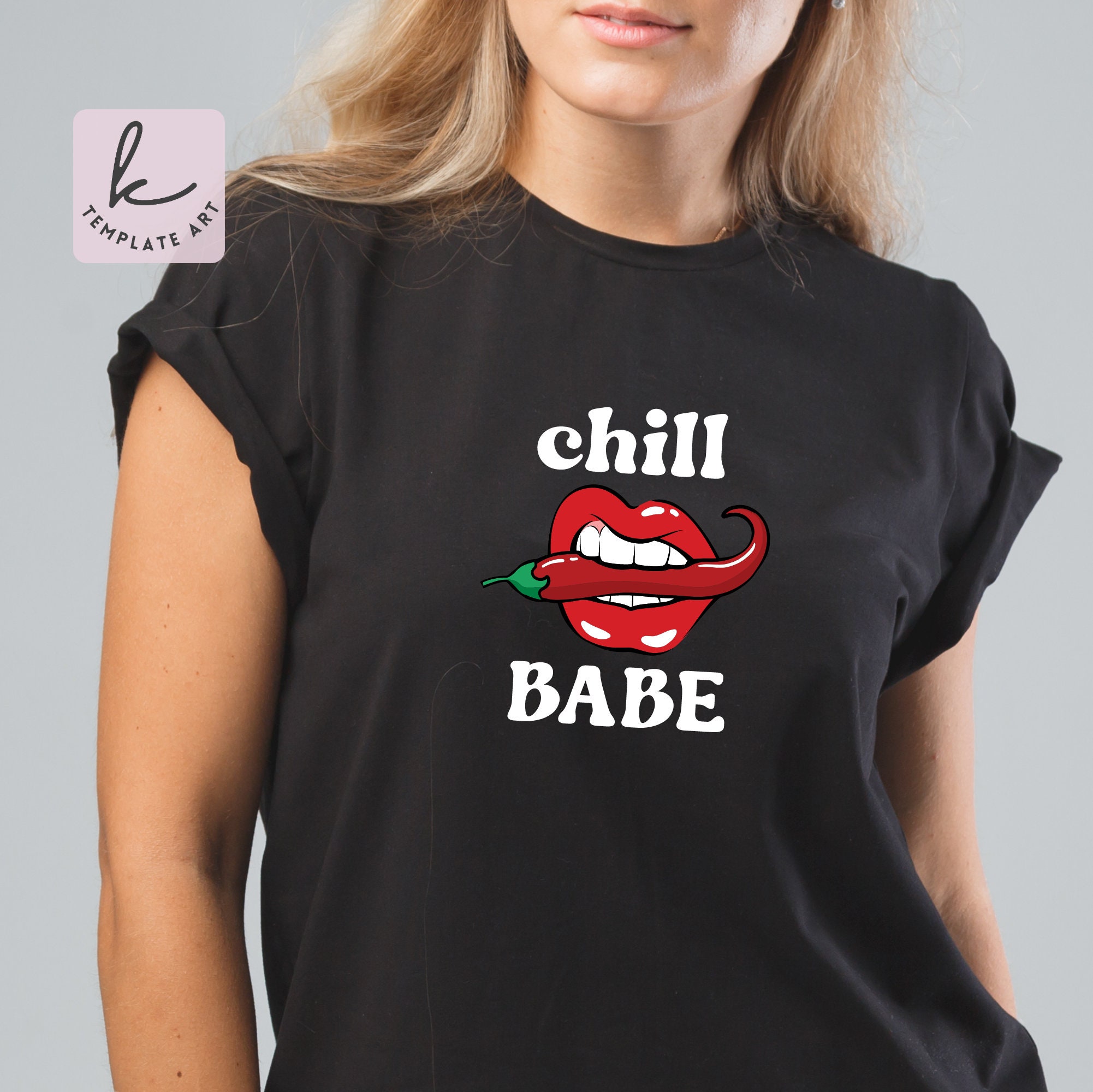 Chill Babe Illustration Png For Craft Art Hot Red Pepper Eps Etsy