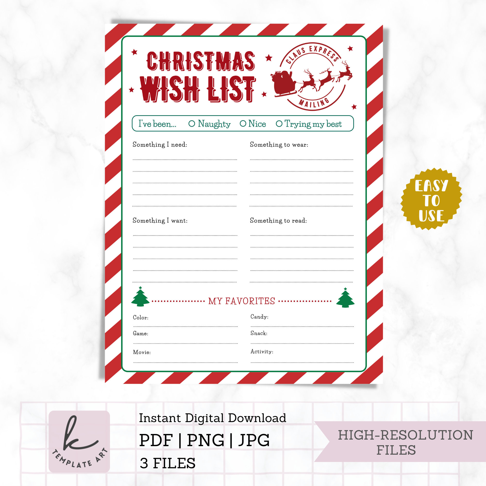 Children's X-mas Wish List Png, Kids Christmas Wish List, Printable ...