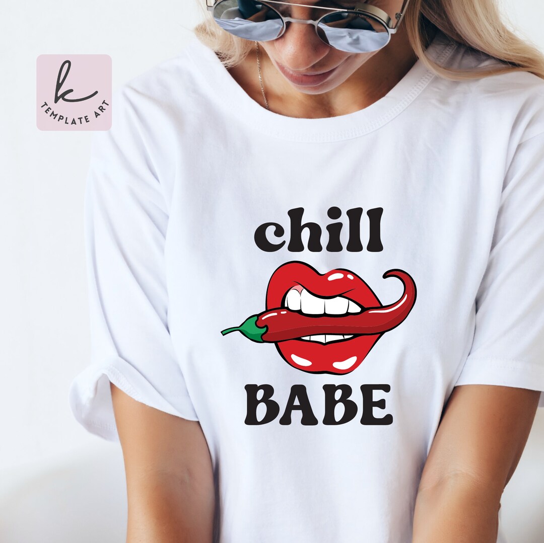 Chill Babe Illustration Png for Craft Art, Hot Red Pepper Eps, Layered ...