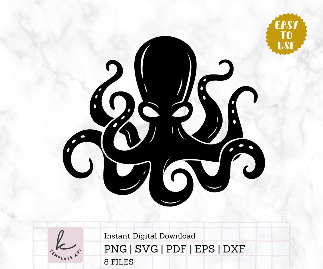 Octopus Animal Svg and Dxf Files for Craft Art, Octopus Silhouette ...