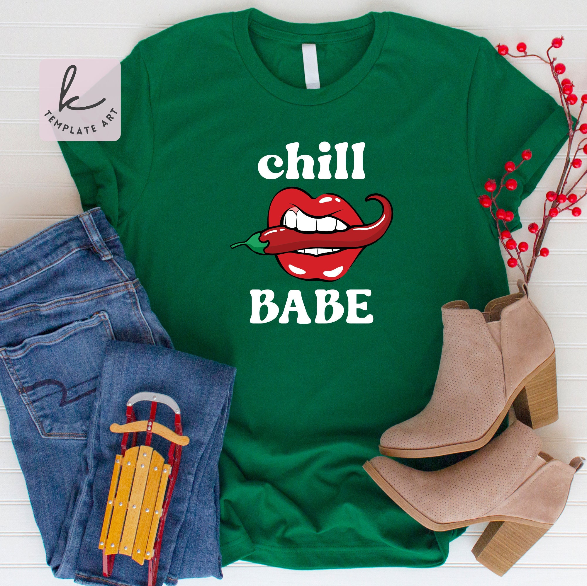 Chill Babe Illustration Png For Craft Art Hot Red Pepper Eps Etsy