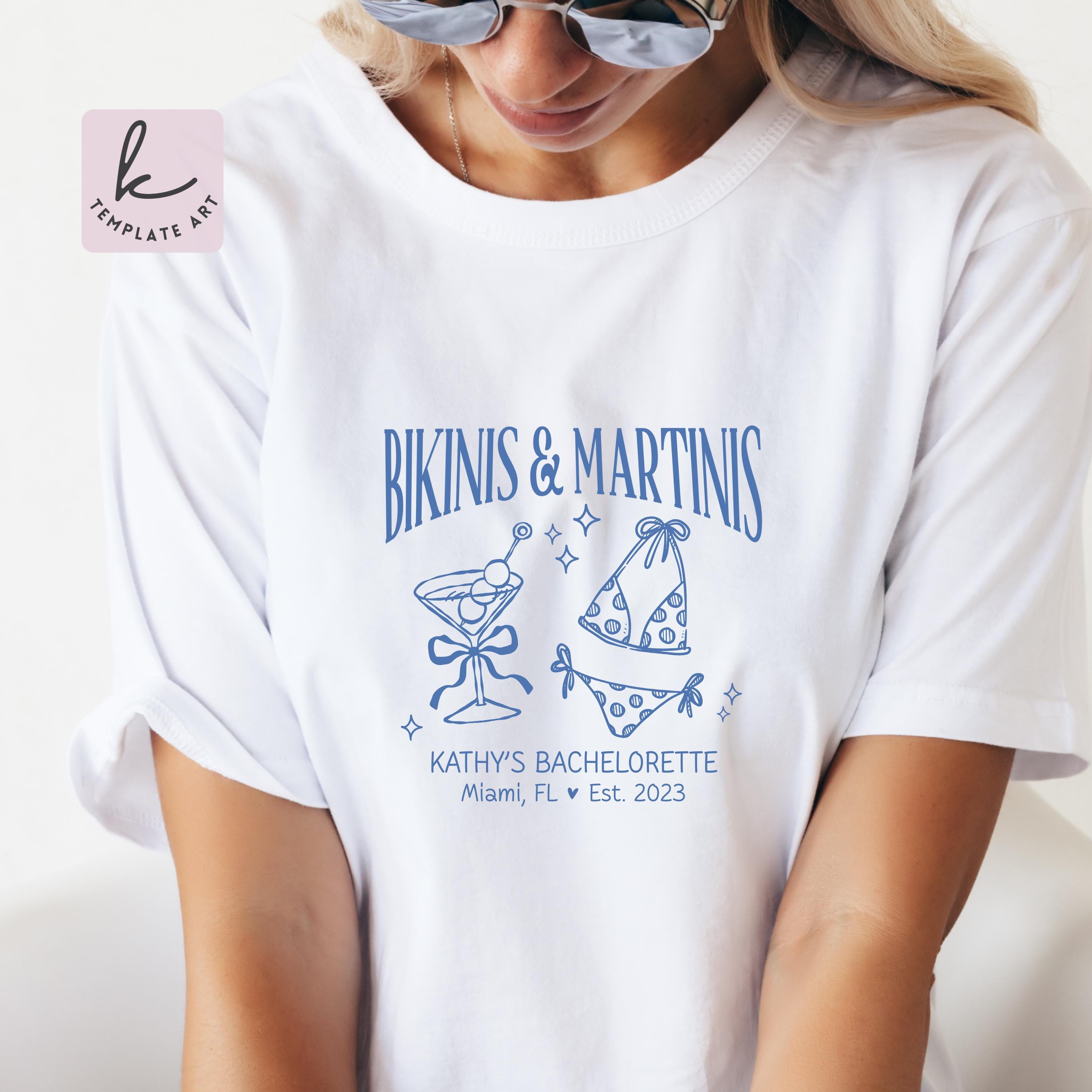 Custom Bikinis & Martinis Bachelorette SVG, Coastal Party Tee (digital ...