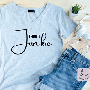 Handwritten Thrift Junkie Shirt Svg File, Junking Clipart, Thrifting ...