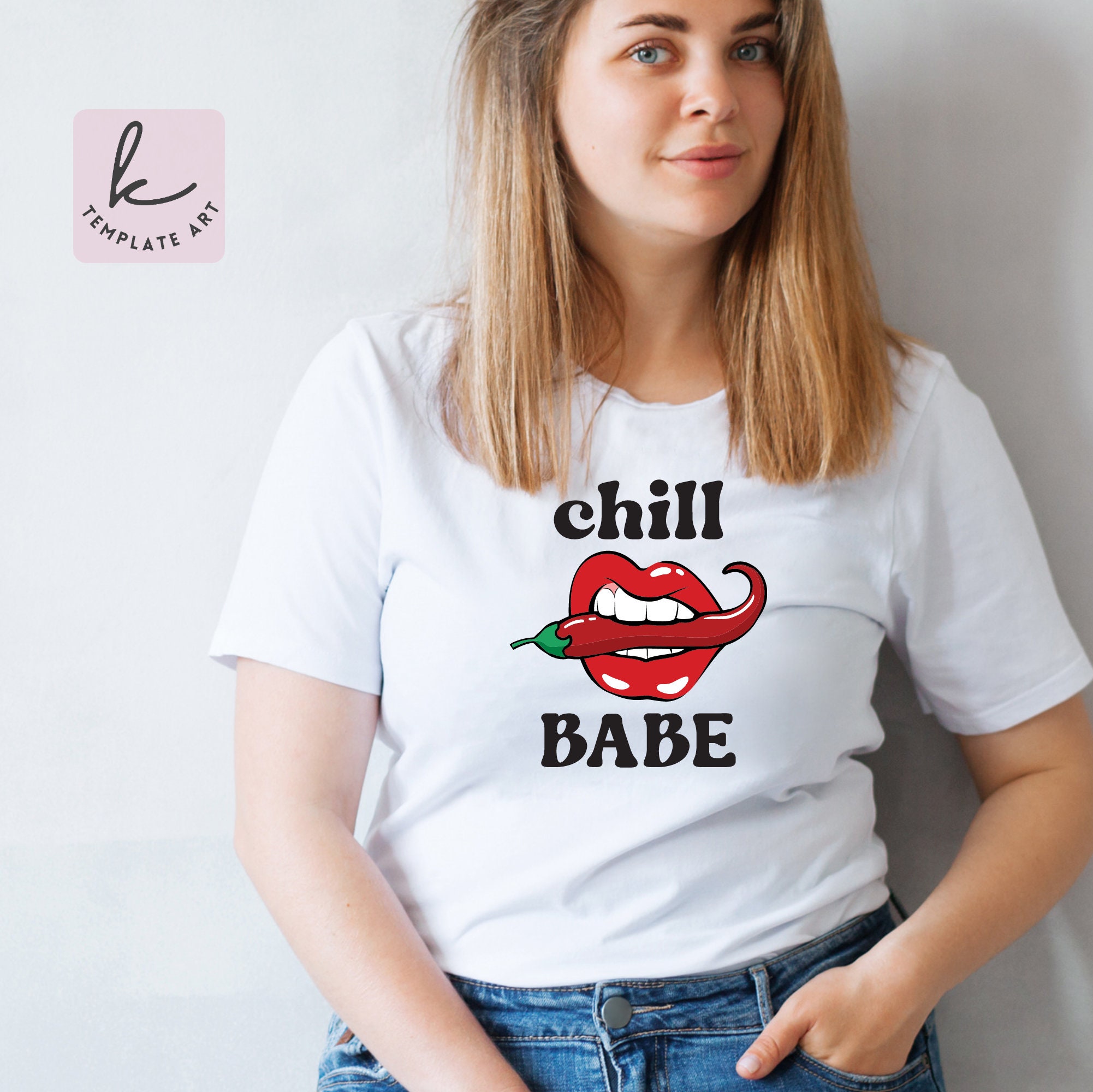 Chill Babe Illustration Png For Craft Art Hot Red Pepper Eps Etsy