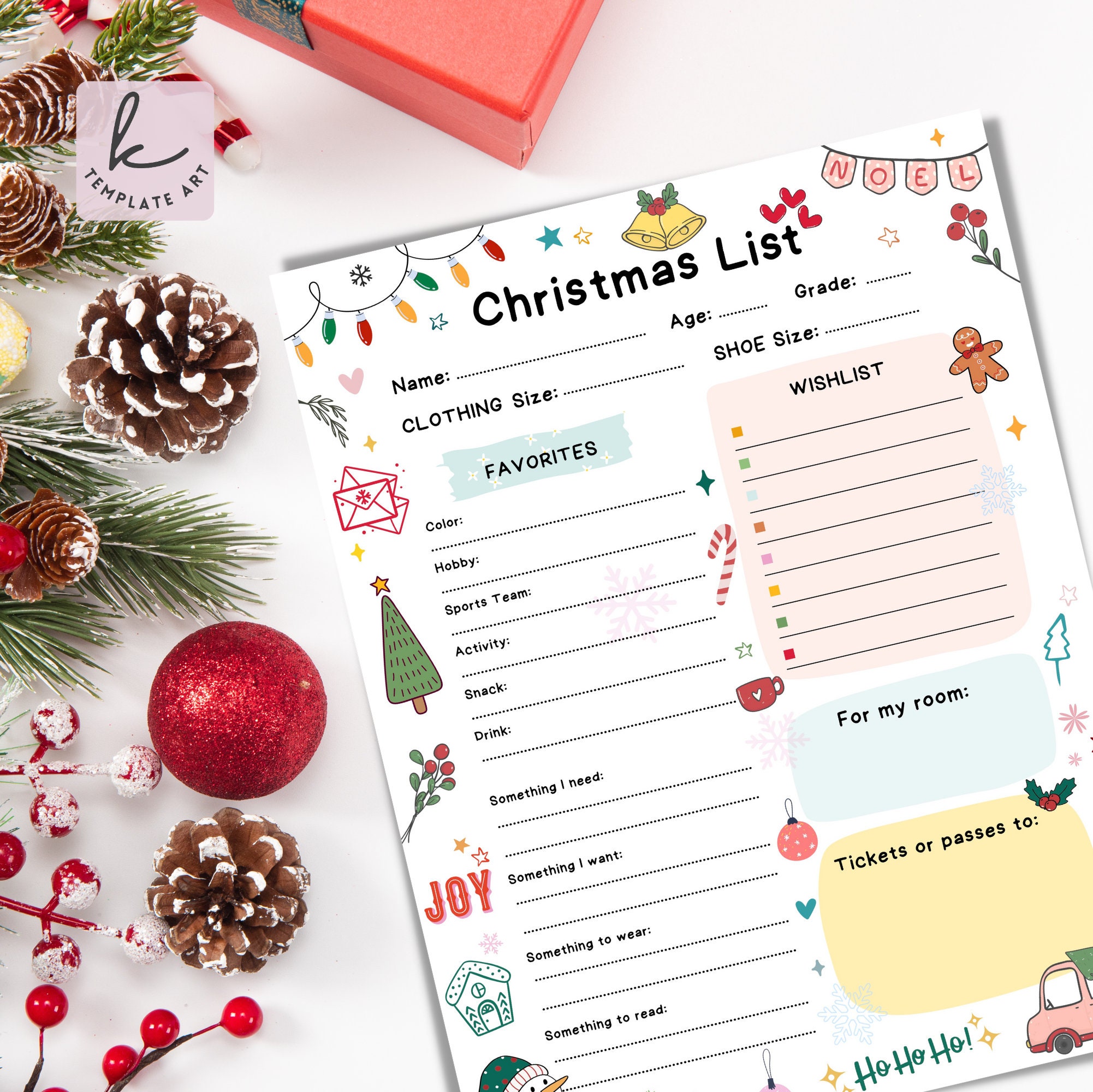 Kids Christmas Wish List, Printable Gift Wish List Jpg, Children's X ...