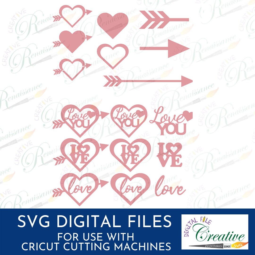 Valentine's Svg, Heart With Arrow Svg, Valentine's Hearts, Cricut SVG ...